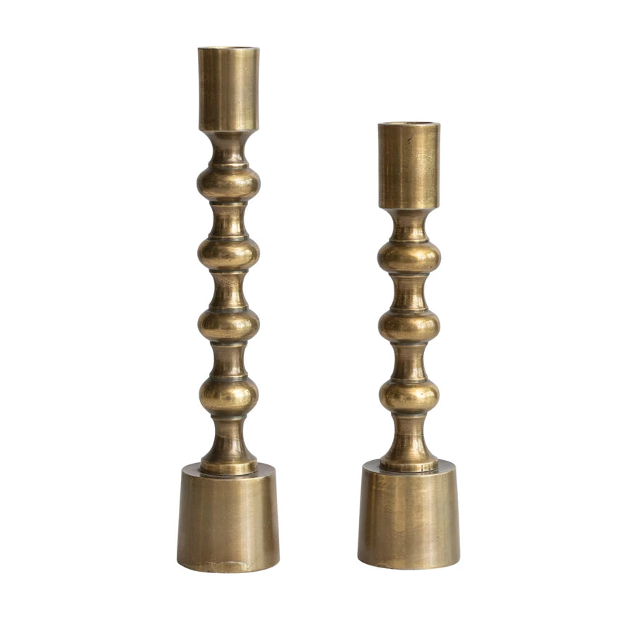 Cast Aluminum Taper Holders| Antique Gold Finish – Rendered Unique