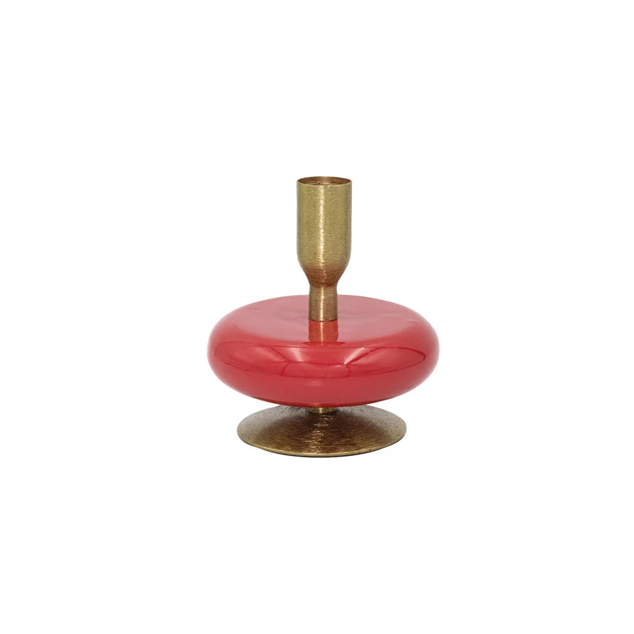 Red Enameled Metal Taper Holder – Rendered Unique